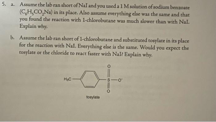 Solved a. Assume the lab ran short of NaI and you used a 1M | Chegg.com