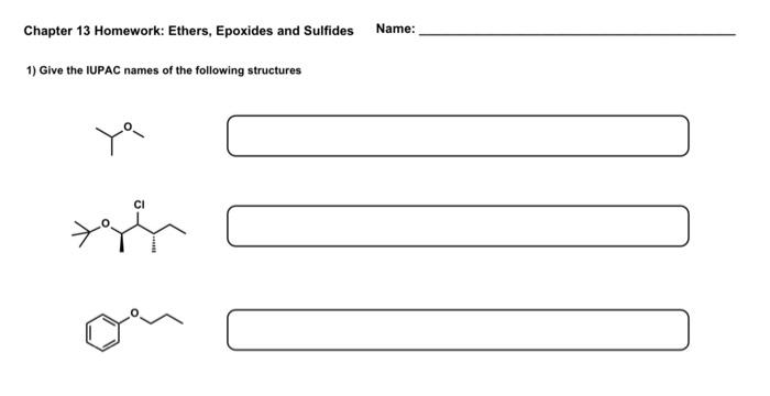 Solved Chapter 13 Homework: Ethers, Epoxides and Sulfides | Chegg.com
