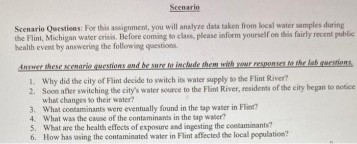 Solved Scenario Scenario Questions: For this assignment, you | Chegg.com