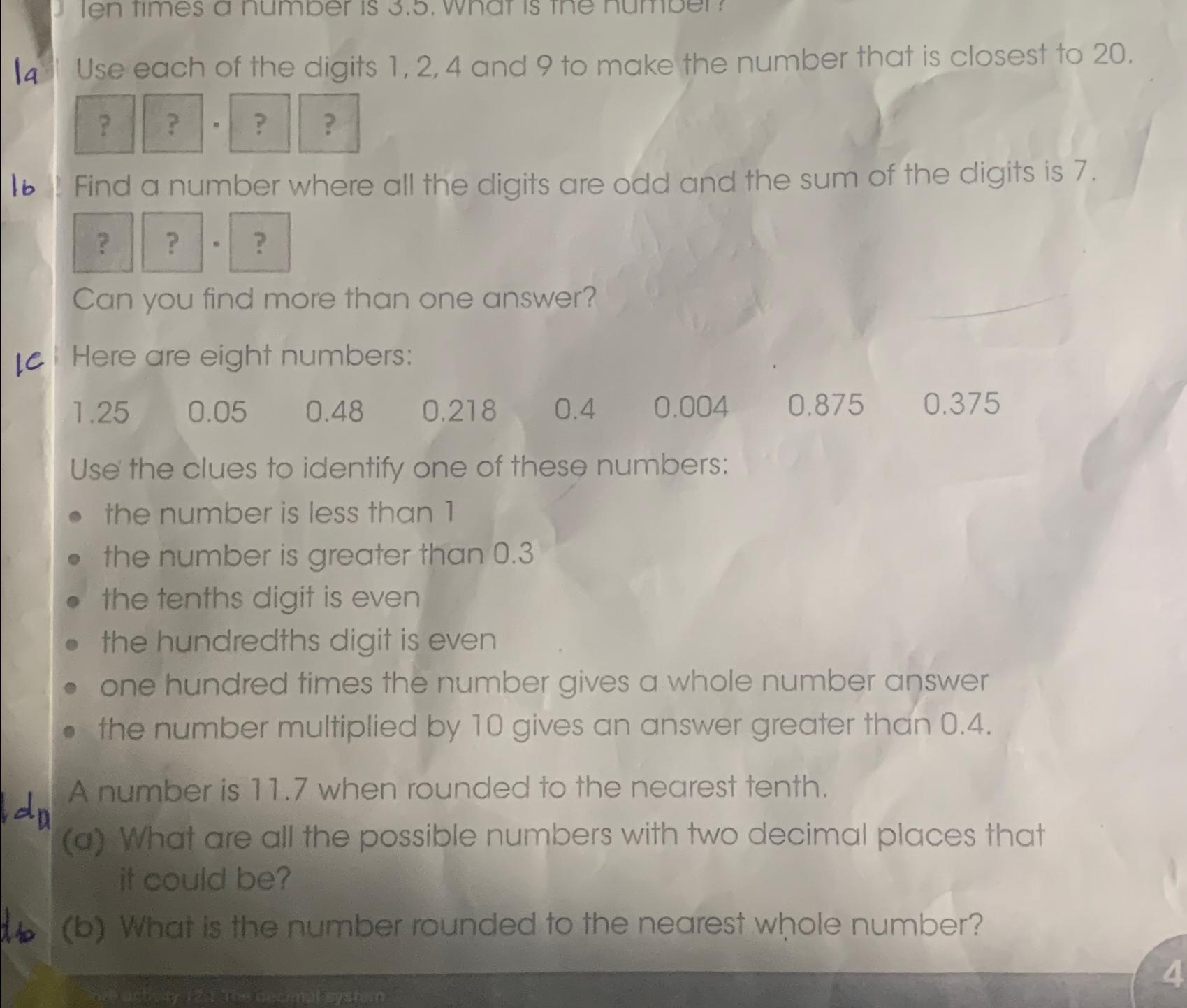 laIb Find a number where all the digits are odd and | Chegg.com