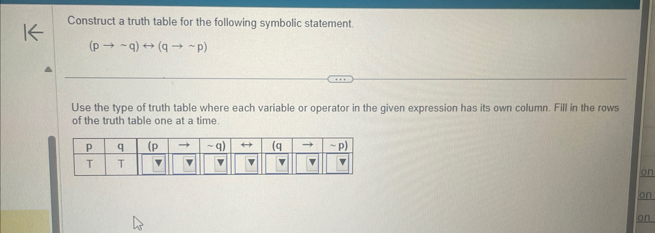 Solved Construct A Truth Table For The Following Symbolic