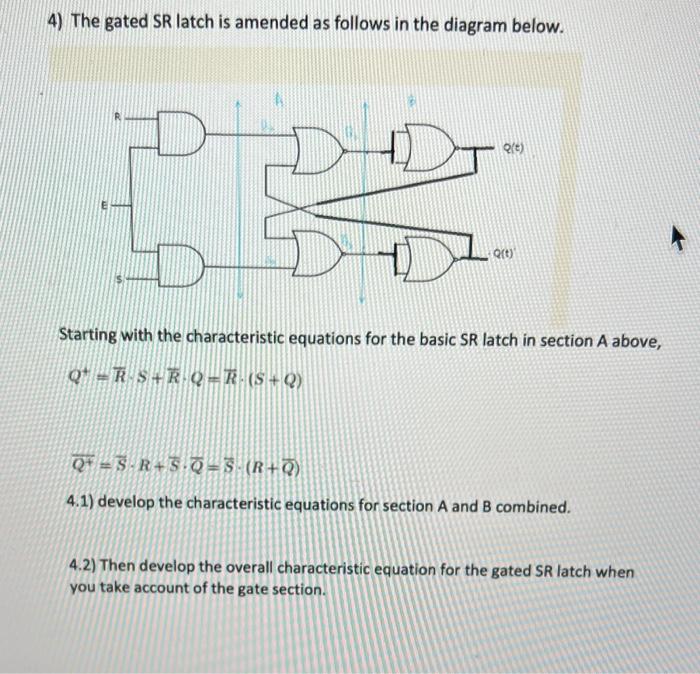 Solved 4) The gated SR latch is amended as follows in the | Chegg.com