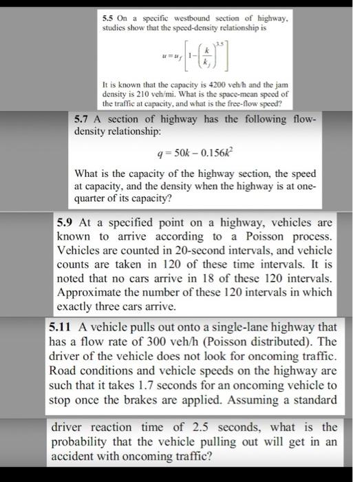 Solved 5.5On a specific westbound section of highway, | Chegg.com