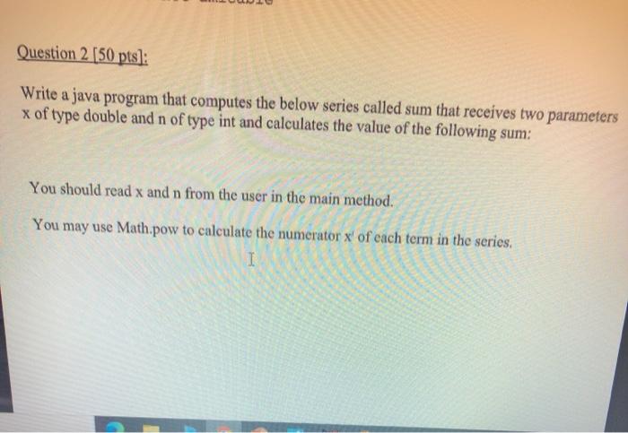 Solved Question 2 (50 pts]: Write a java program that | Chegg.com