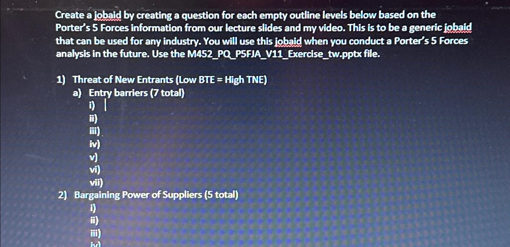 Solved Create a jobaid by creating a question for each empty | Chegg.com