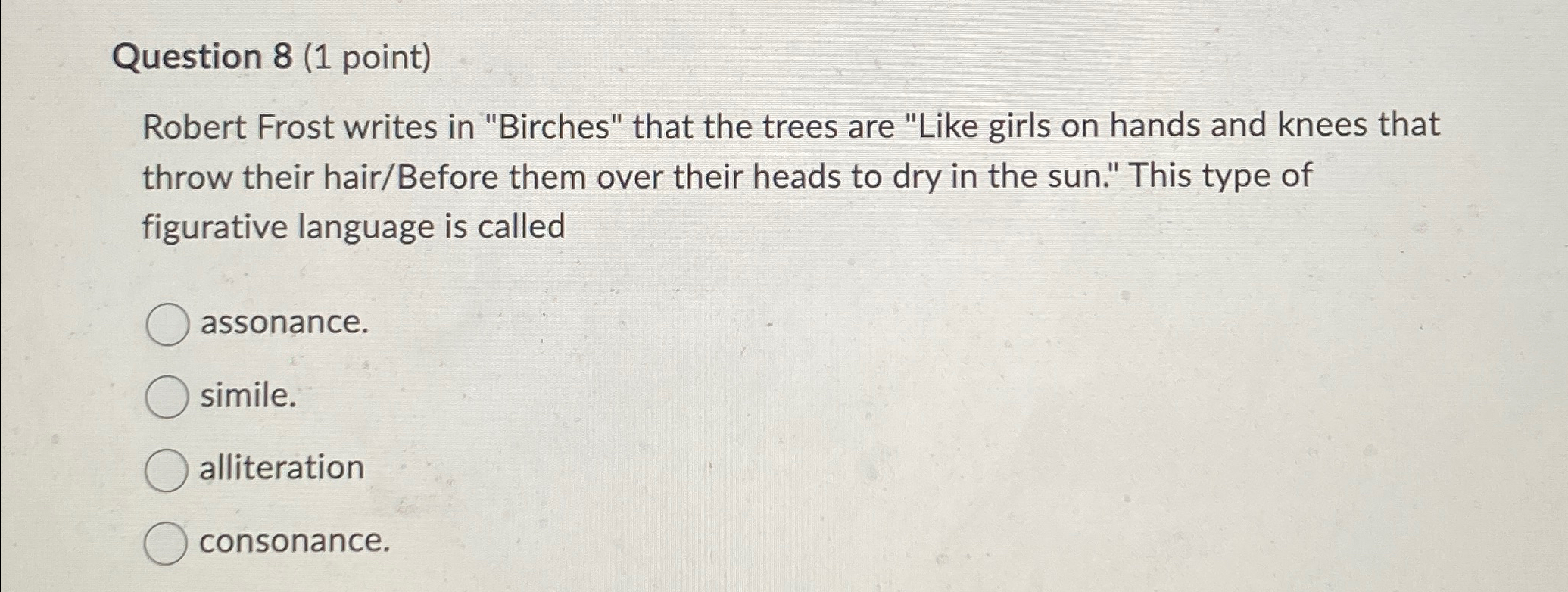Solved Question 8 (1 ﻿point)Robert Frost writes in "Birches" | Chegg.com