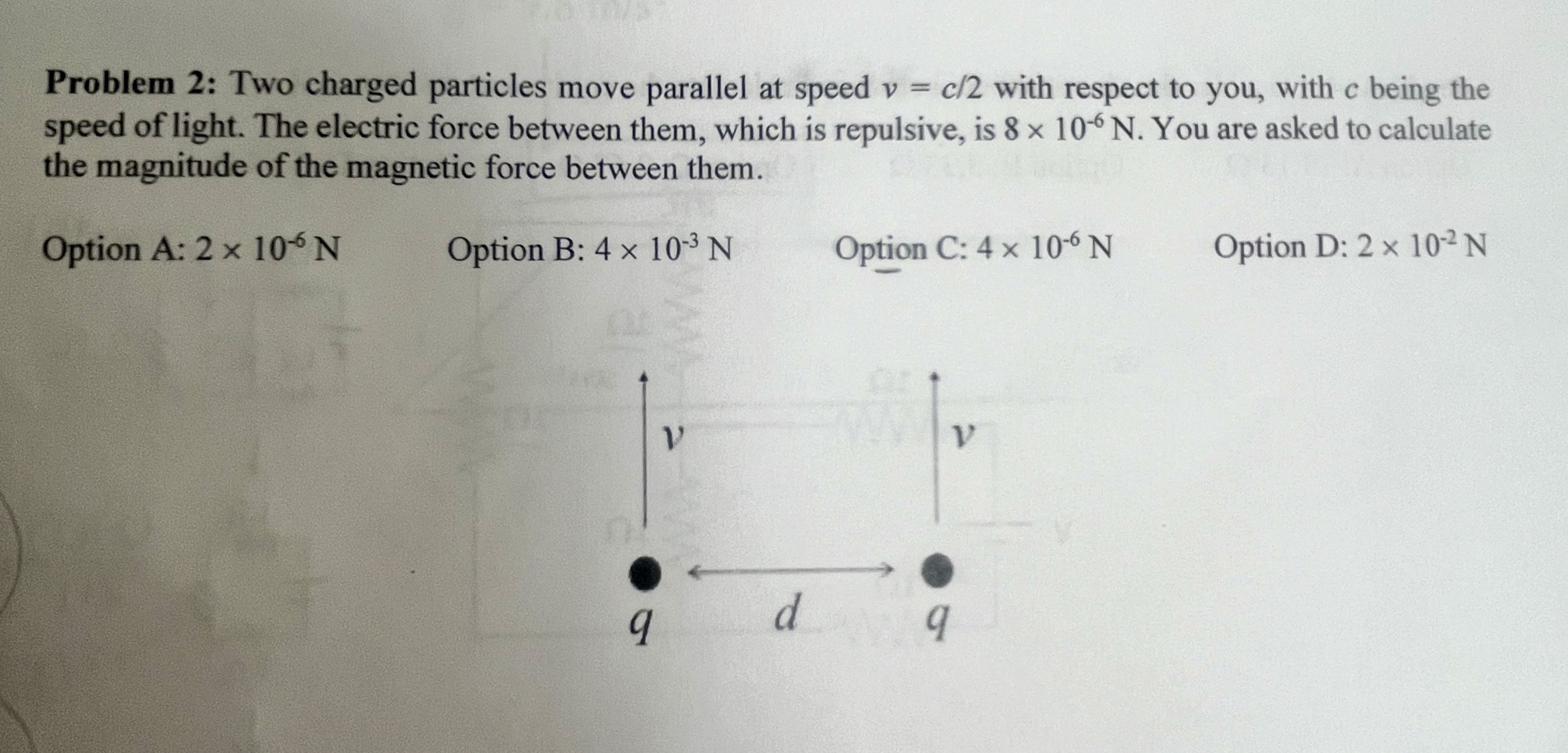 Solved Problem 2: Two charged particles move parallel at | Chegg.com