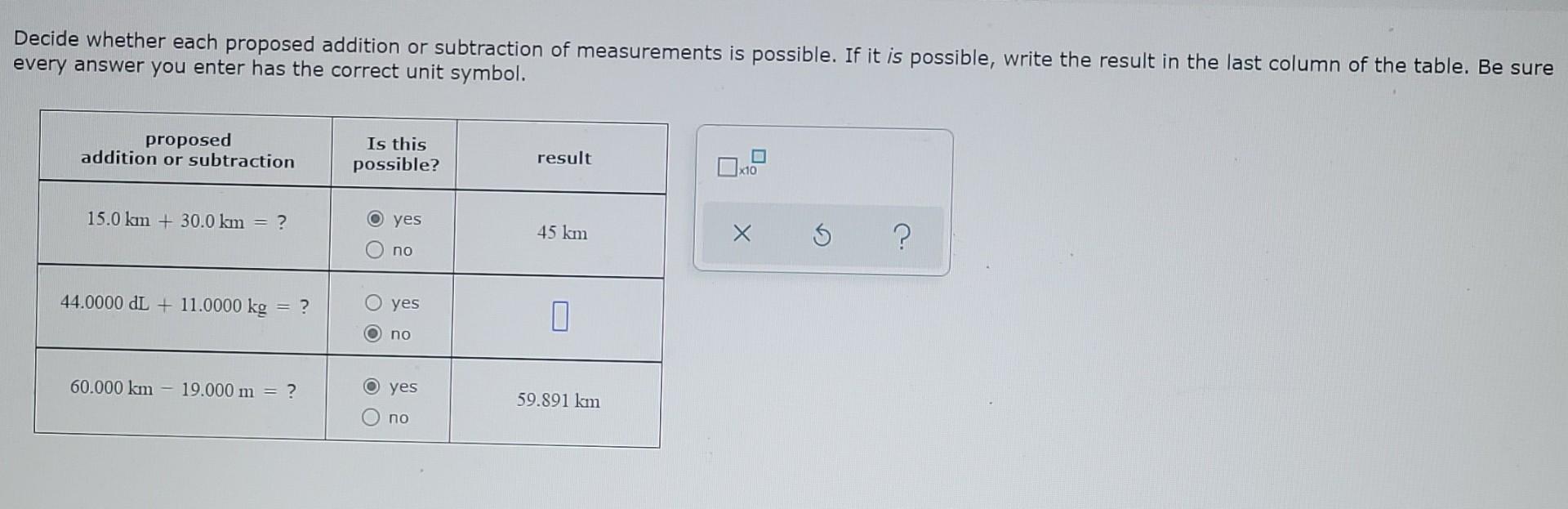 Solved Decide whether each proposed addition or subtraction | Chegg.com