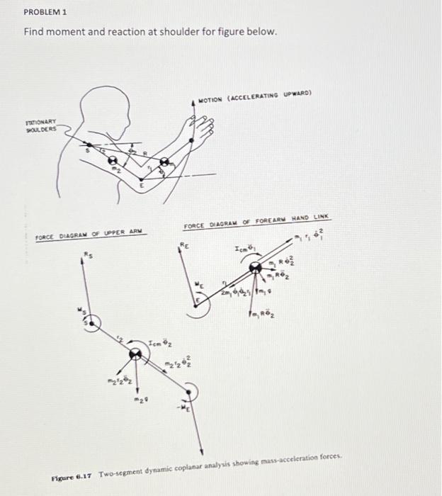 Solved PROBLEM 1 Find moment and reaction at shoulder for | Chegg.com