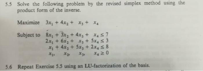 Solved 5.5 Solve the following problem by the revised | Chegg.com