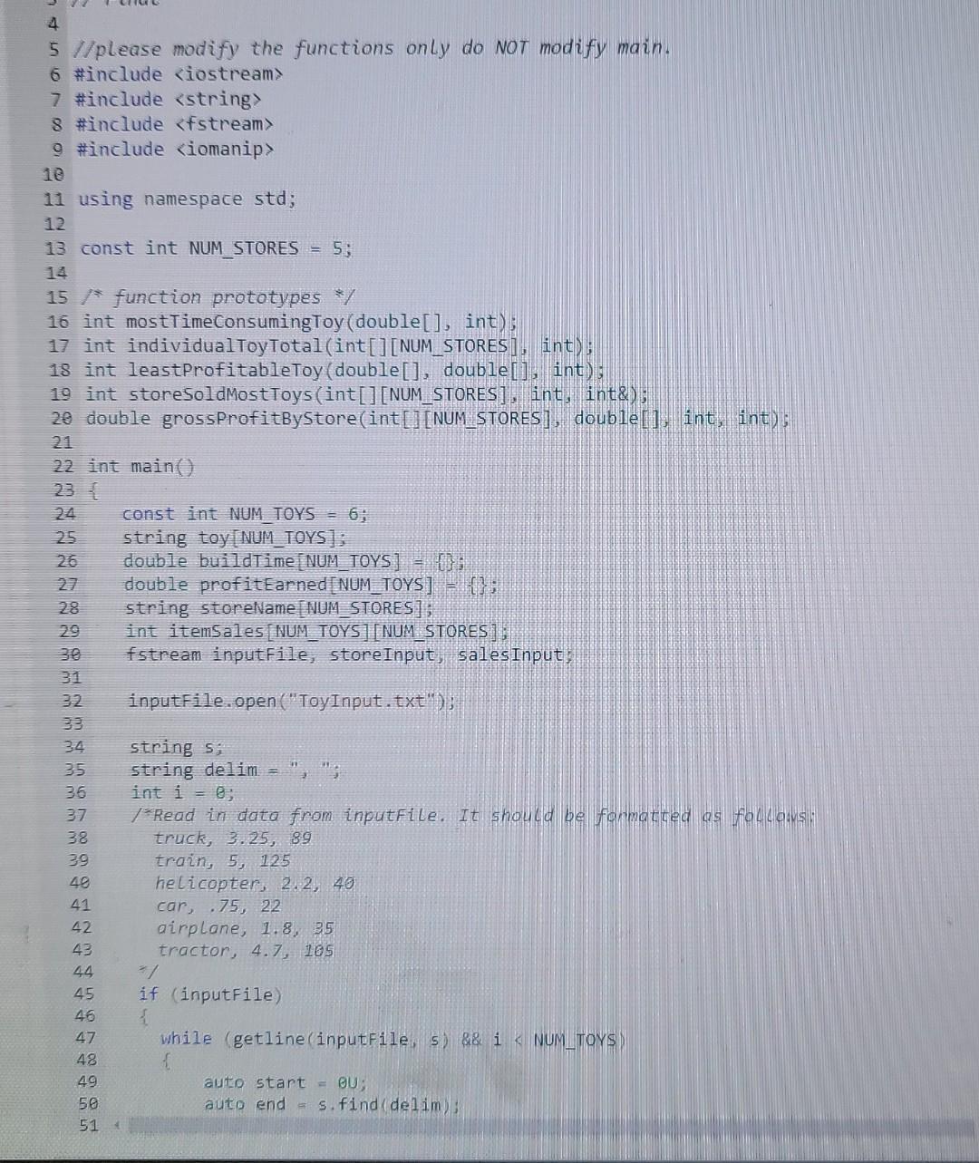 4 5 //please modify the functions only do NOT modify | Chegg.com
