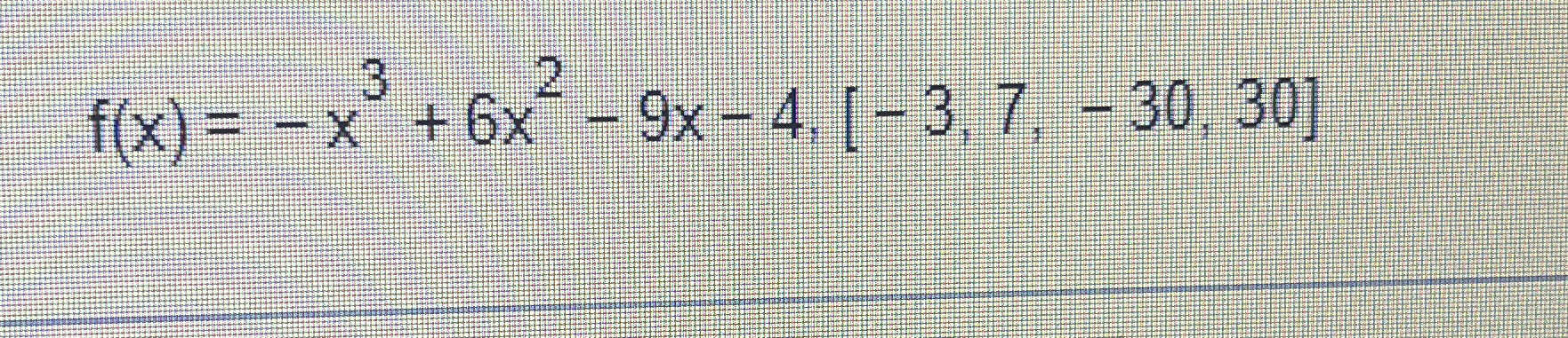 Solved f(x)=-x3+6x2-9x-4,[-3,7,-30,30] ﻿Determine the Maxima | Chegg.com