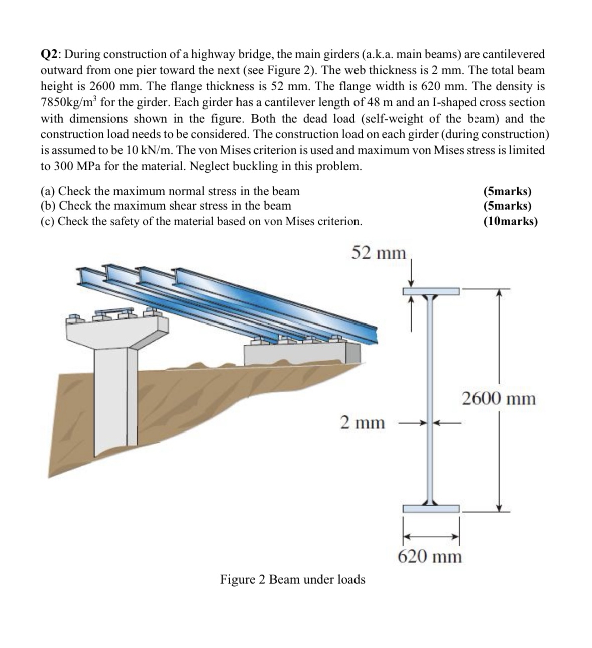 Solved Q2: During construction of a highway bridge, the main | Chegg.com