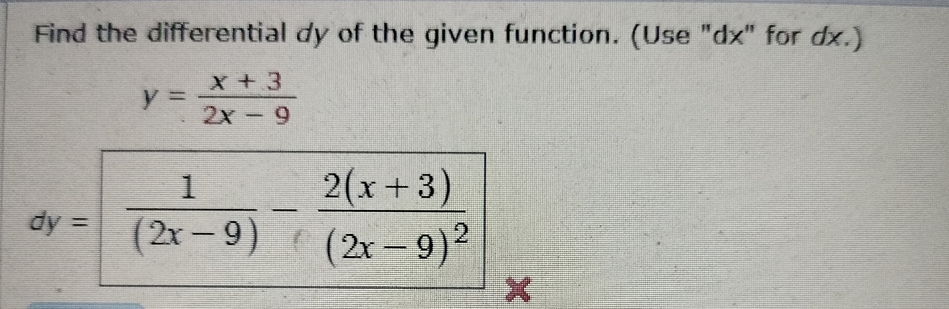 Solved Find the differential dy ﻿of the given function. (Use | Chegg.com