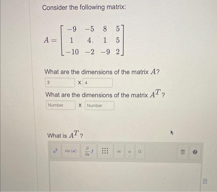 Solved Consider the following matrix: | Chegg.com