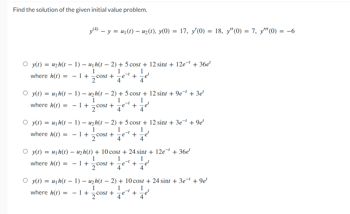 Find the solution of ﻿the given initial value | Chegg.com