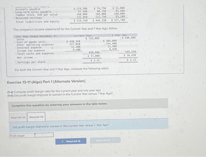 Solved 1 Required information Exercise 13-11 (Algo) | Chegg.com