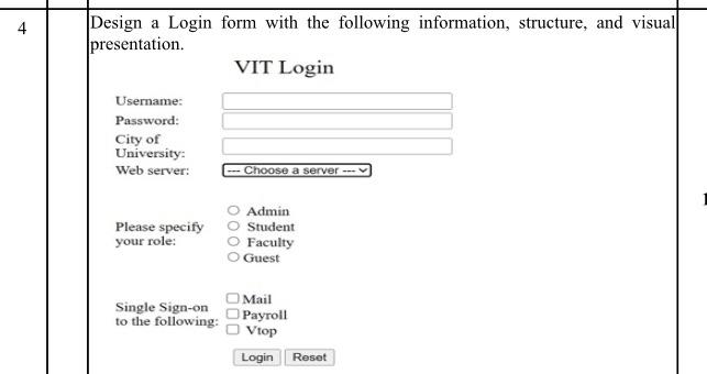 Solved Design a Login form with the following information, | Chegg.com