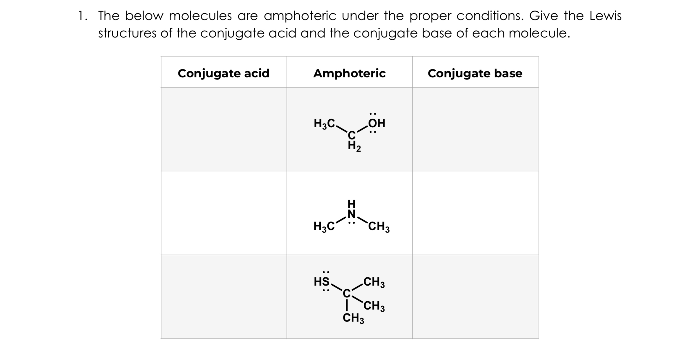 Solved The below molecules are amphoteric under the proper | Chegg.com