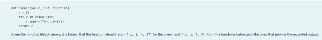 Solved def bleach(value_List, function): r=[] for v in | Chegg.com