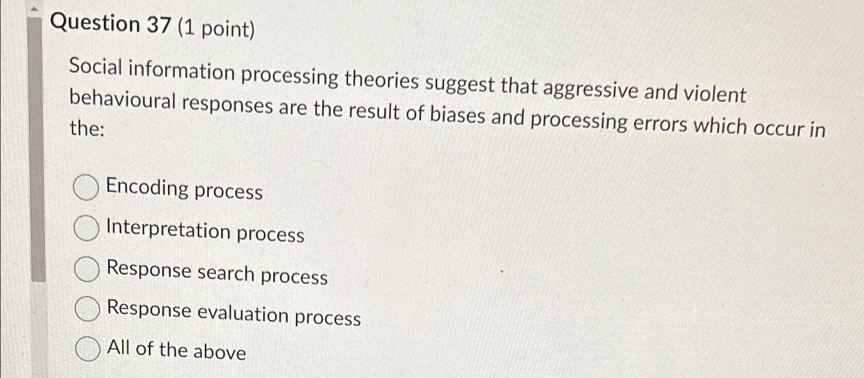 Solved Question 37 (1 ﻿point)Social information processing | Chegg.com