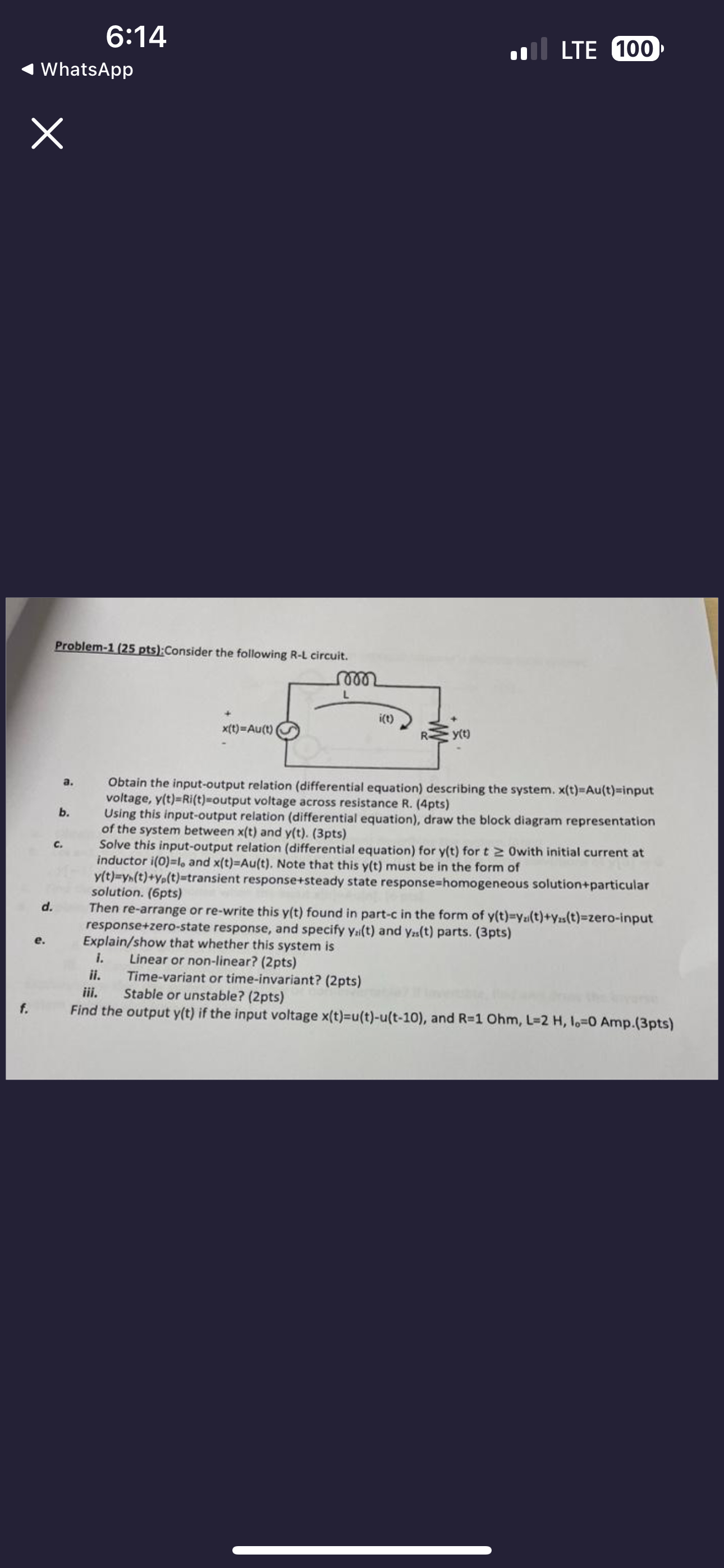 Solved 6:14WhatsAppa. ﻿Obtain the input-output relation | Chegg.com