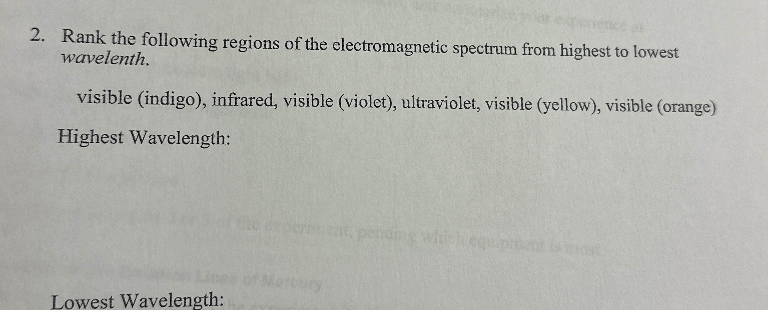 Solved Rank the following regions of the electromagnetic | Chegg.com