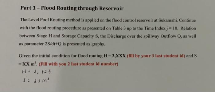 Solved Part 1 - Flood Routing through Reservoir The Level | Chegg.com