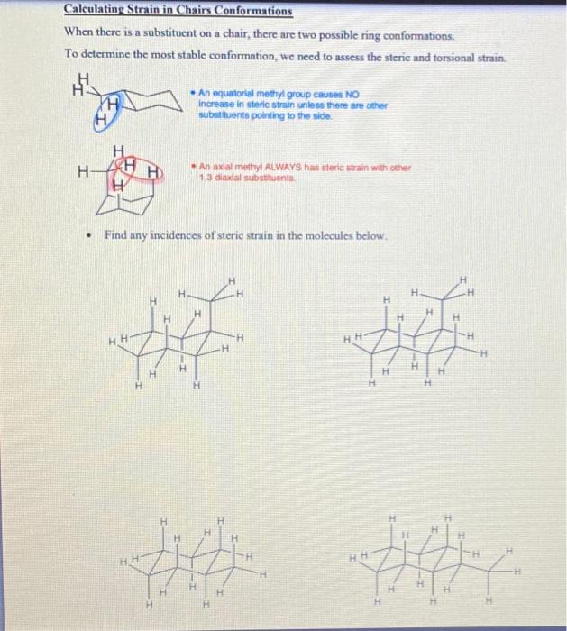 Solved Calculating Strain in Chairs Conformations When there | Chegg.com