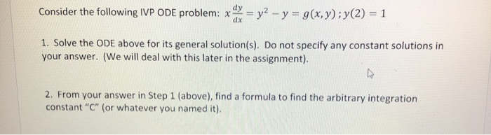 Solved Consider the following IVP ODE problem: x = y2 - y = | Chegg.com