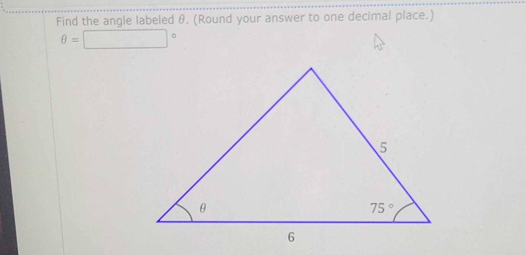 Solved Find the angle labeled θ. (Round your answer to one | Chegg.com