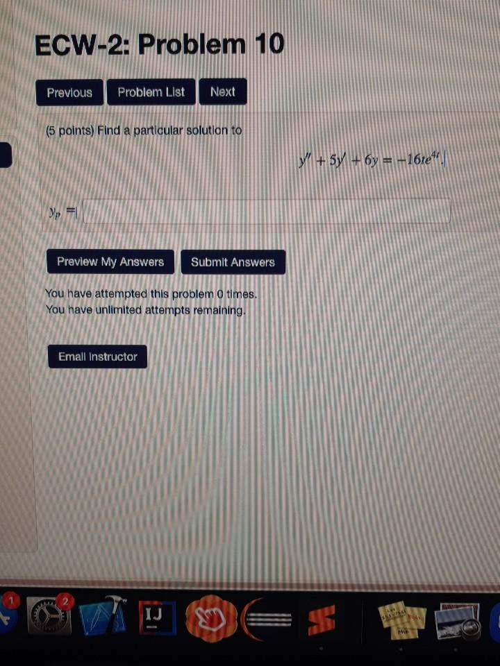 Solved ECW-2: Problem 10 Previous Problem List Next (5 | Chegg.com