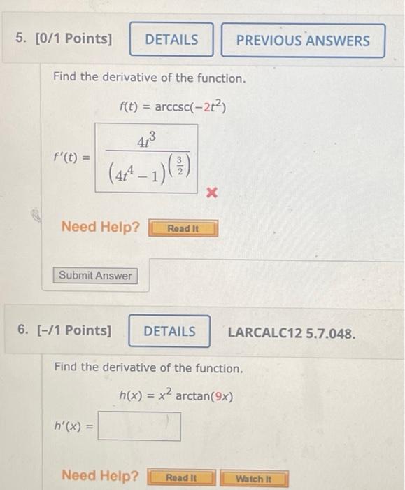 Solved Find the derivative of the function. | Chegg.com