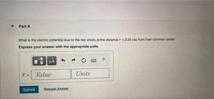 Solved Two spherical shells have a common center. The inner | Chegg.com