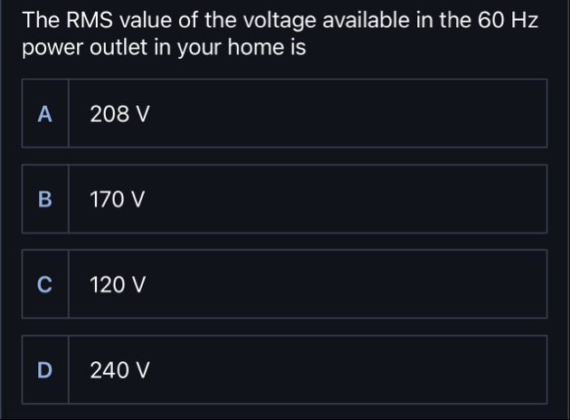 Solved The RMS value of the voltage available in the 60 ﻿Hz | Chegg.com