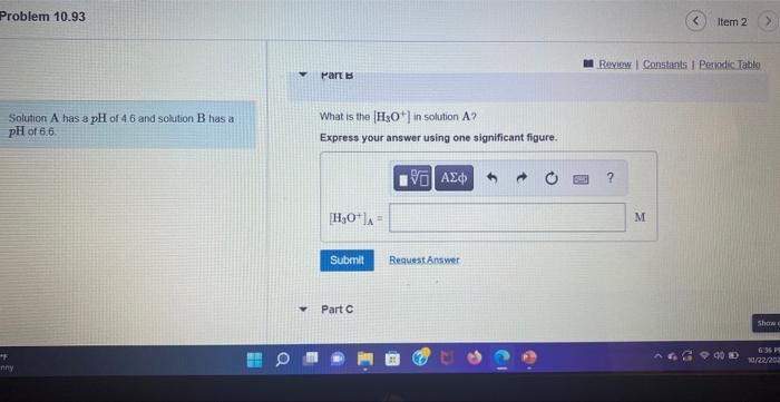 Solved What is the {H3O+}in solution A2 ? Solution A has a | Chegg.com