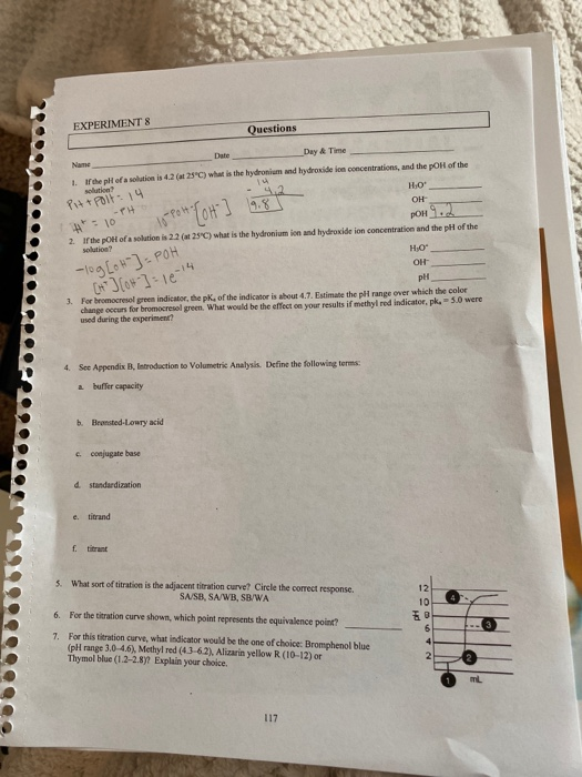 Solved EXPERIMENT 8 Questions Name Date Day & Time 1. If the | Chegg.com