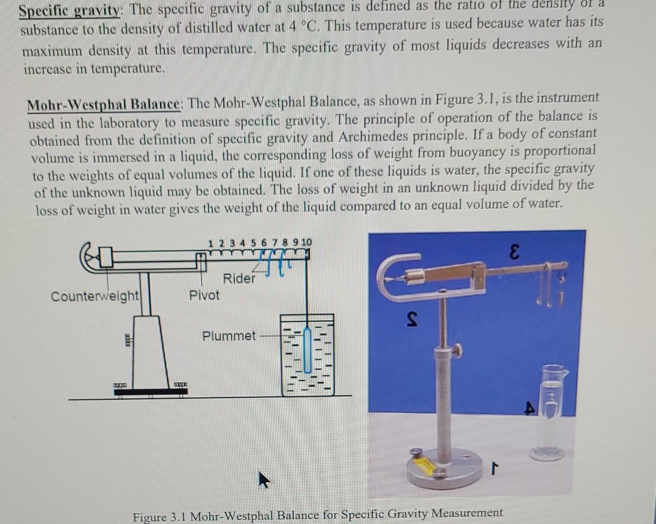 Solved Lab 3 Specific Gravity Measurements with | Chegg.com
