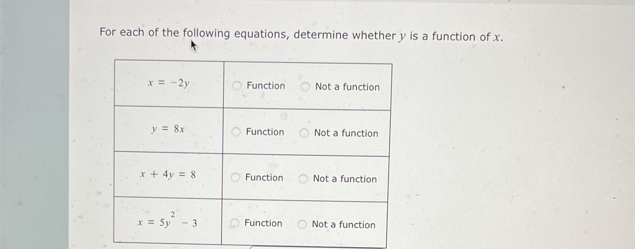 For Each Of The Following Equations Determine