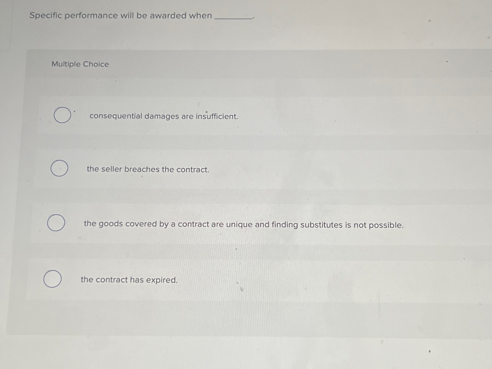 Solved Specific performance will be awarded whenMultiple | Chegg.com