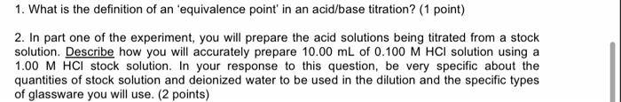 Solved 1. What is the definition of an 'equivalence point' | Chegg.com