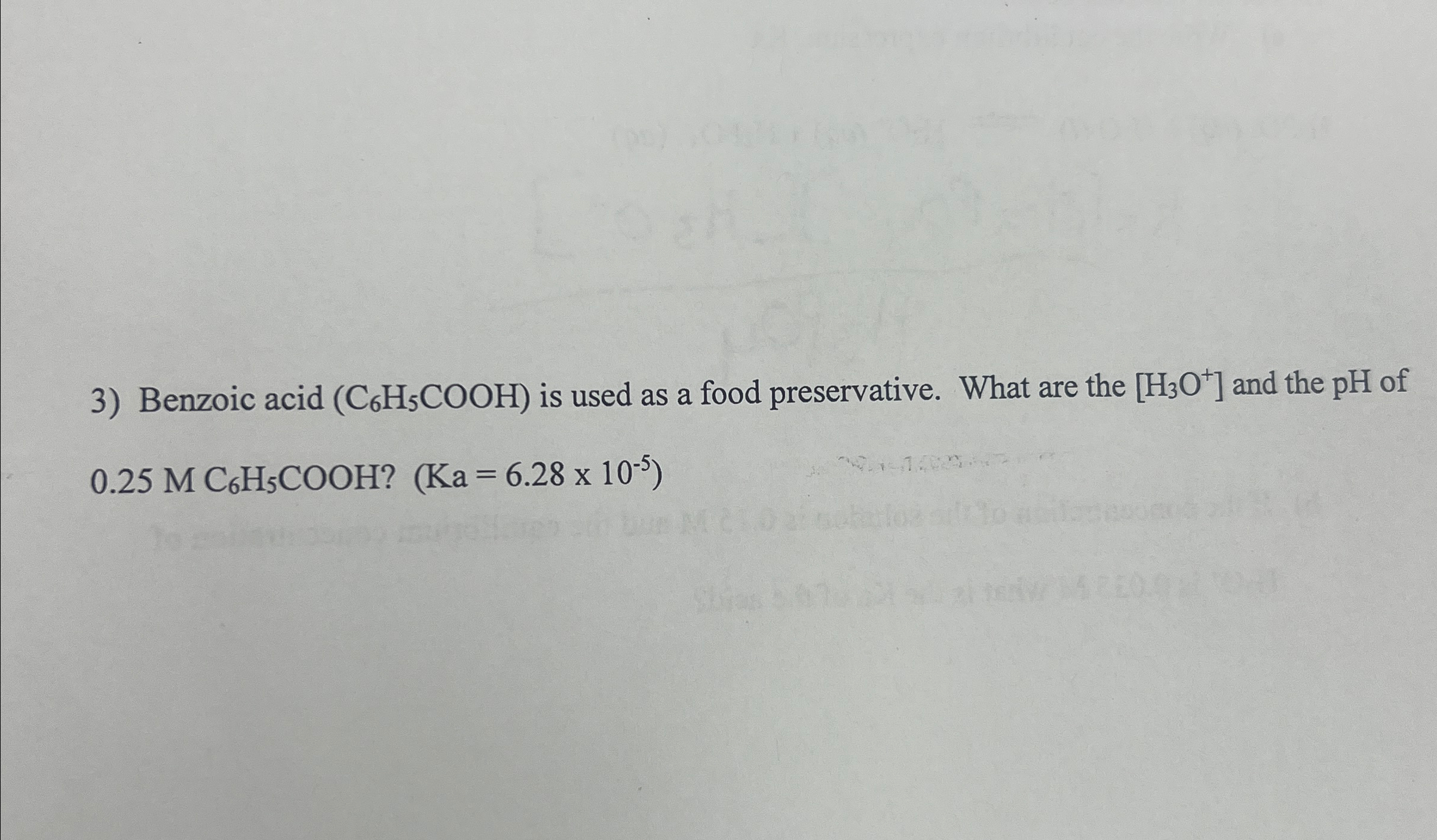 Solved Benzoic acid (C6H5COO H) ﻿is used as a food | Chegg.com