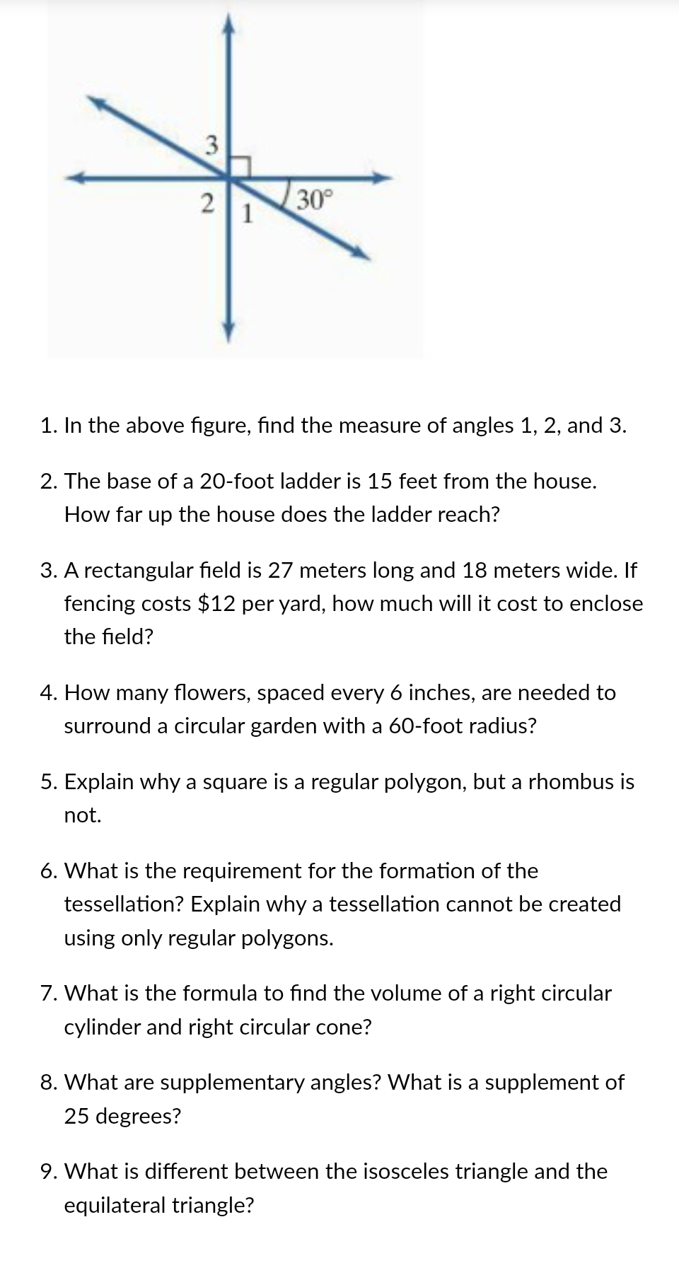 Solved 1. ﻿In the figure, find the measure of angles 1,2 , | Chegg.com