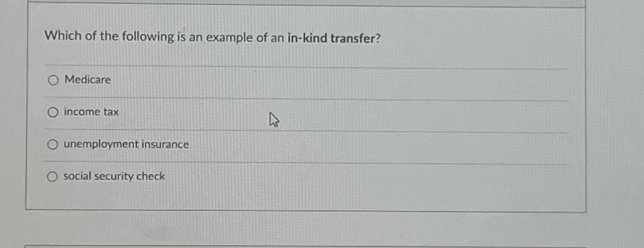 Solved Which of the following is an example of an in-kind | Chegg.com