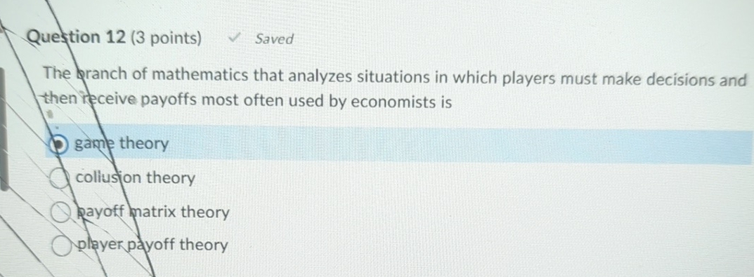 Solved Question 12 (3 ﻿points) ﻿SavedThe pranch of | Chegg.com