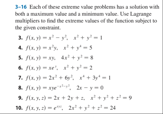 Solved 3-16 ﻿Each of these extreme value problems has a | Chegg.com