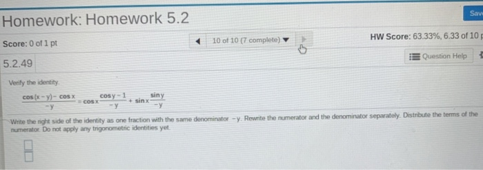 Solved Homework: Homework 5.2 at Score: 0 of 1 pt 8 of 10 (7 | Chegg.com