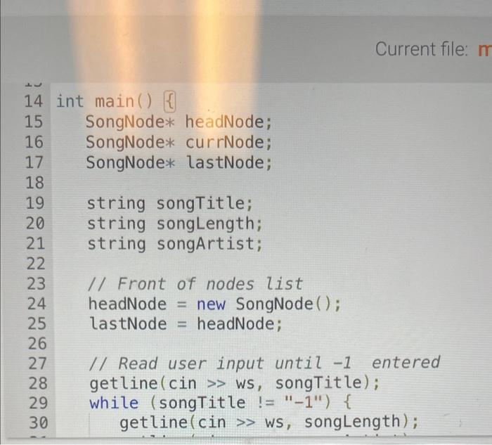 Given main0. complete the SongNode class to include | Chegg.com