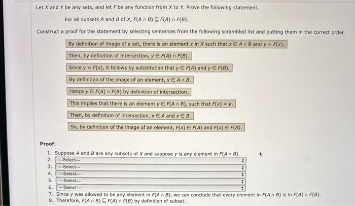 Solved Let X and Y be any sets, and let F be any function | Chegg.com