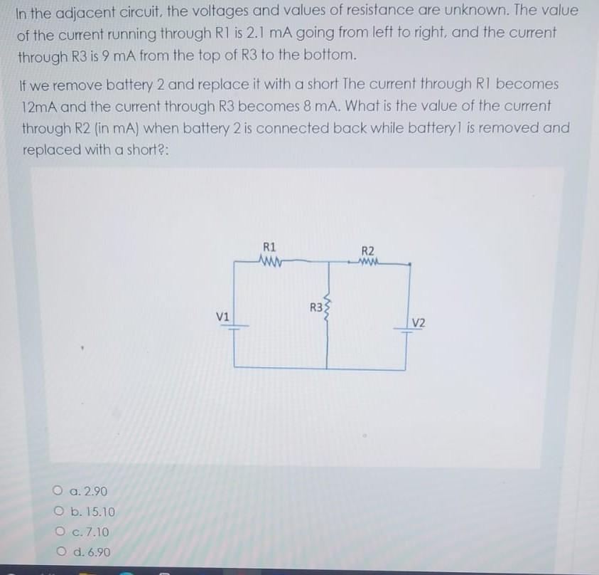 Solved In the adjacent circuit, the voltages and values of | Chegg.com